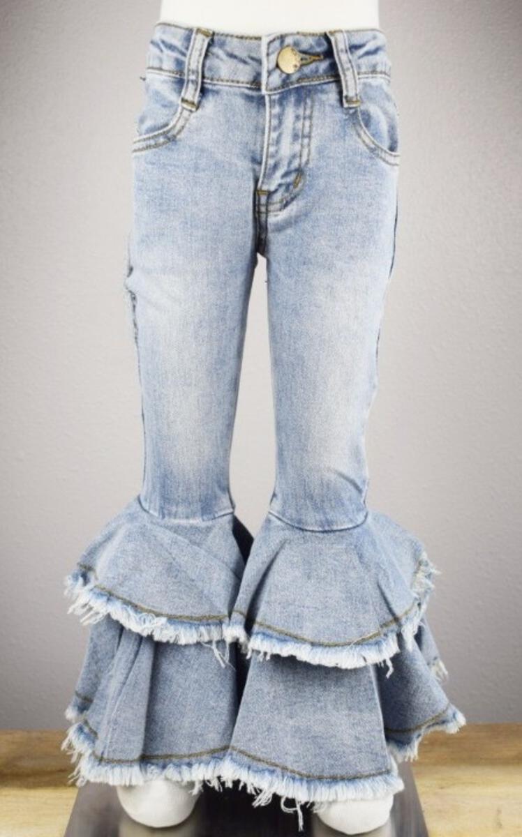 Light Wash Double Tier Bell Bottom Jeans – Madison Paul