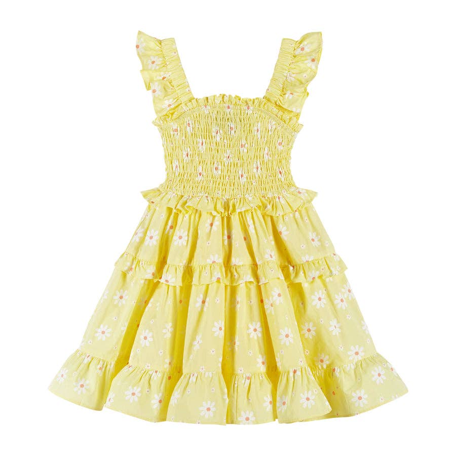 Girls Tiered Dress - Yellow – Madison Paul